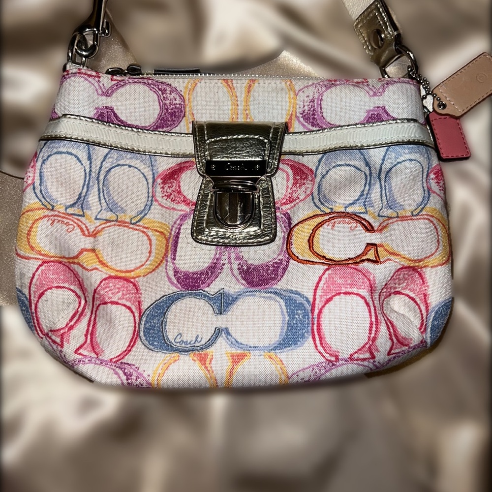 Authentic Coach Multicolor Crossbody Bag Canvas Paten… - Gem